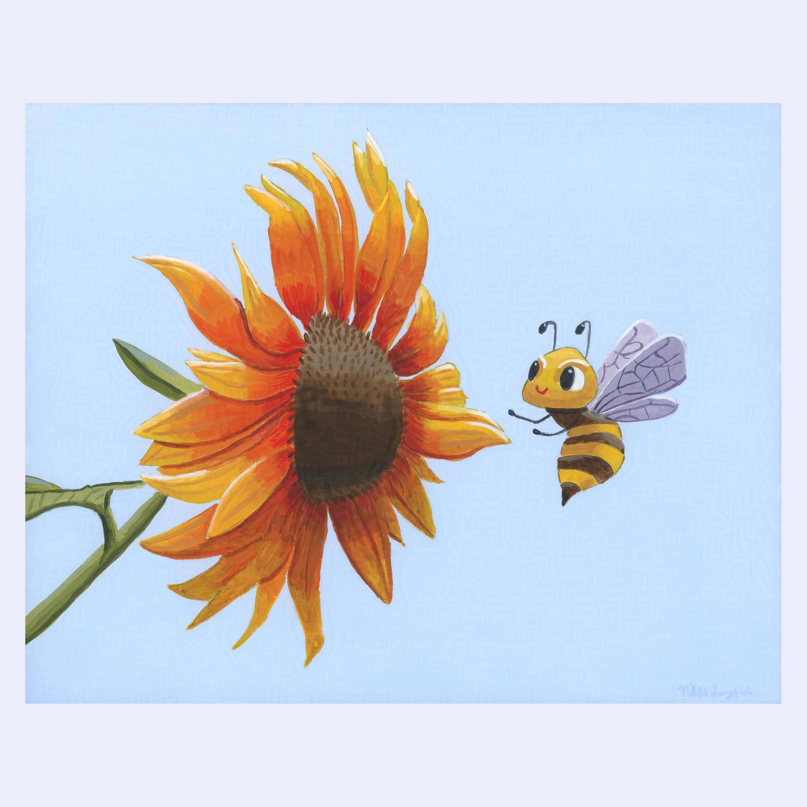 Nikki Longfish - "Sunflower Bee" Art Print (Plants & Flowers 2024 ...