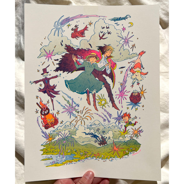 Natalie Andrewson - “Howl's Moving Castle" Risograph Print (8.5 x 11 ...