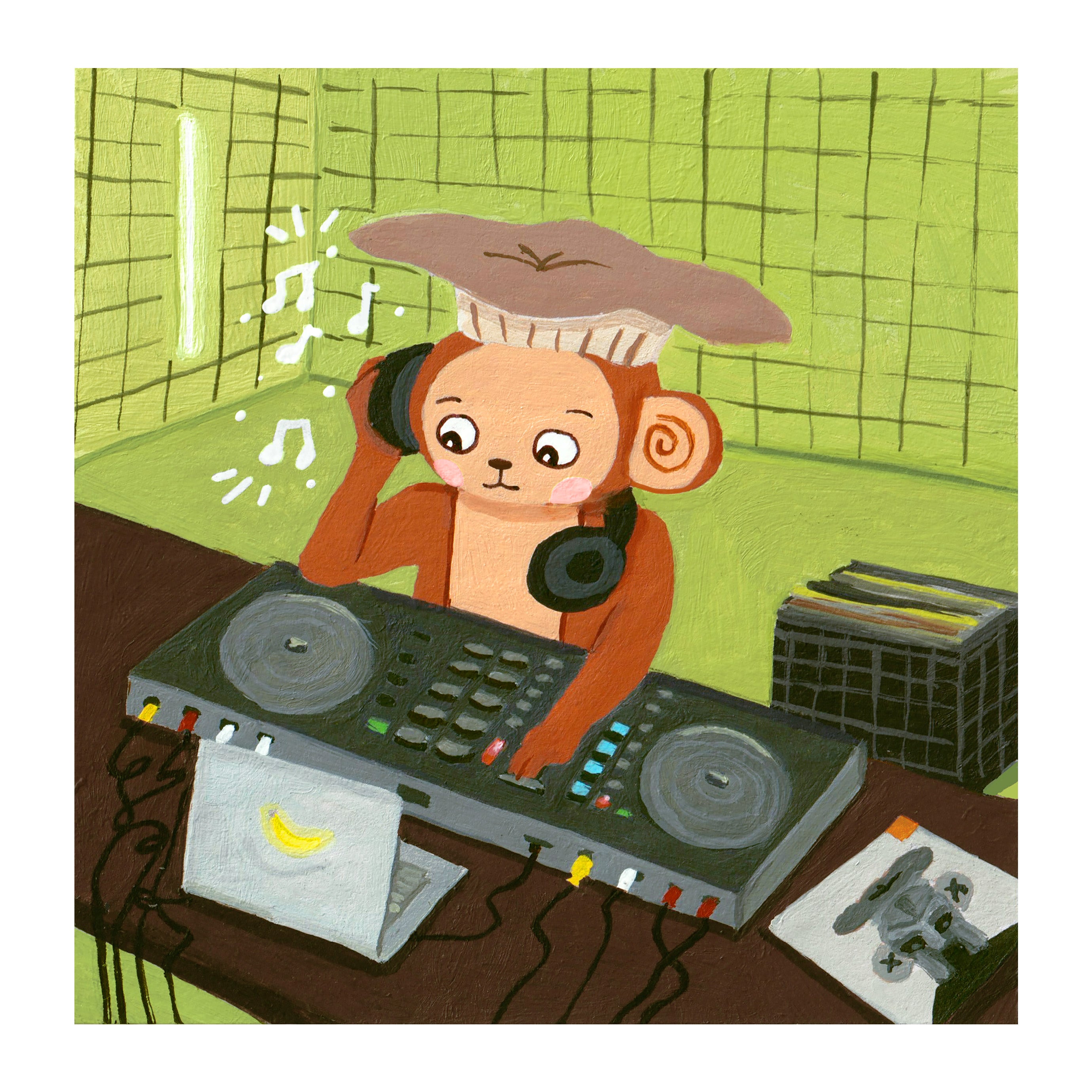 Stacy Javier - "DJ Monkey" Art Print – GiantRobotStore