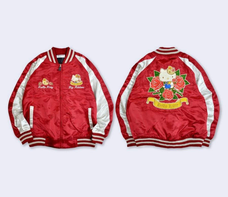 Sanrio - Hello Kitty Sukajan Bomber Jacket (Wine Red) – GiantRobotStore